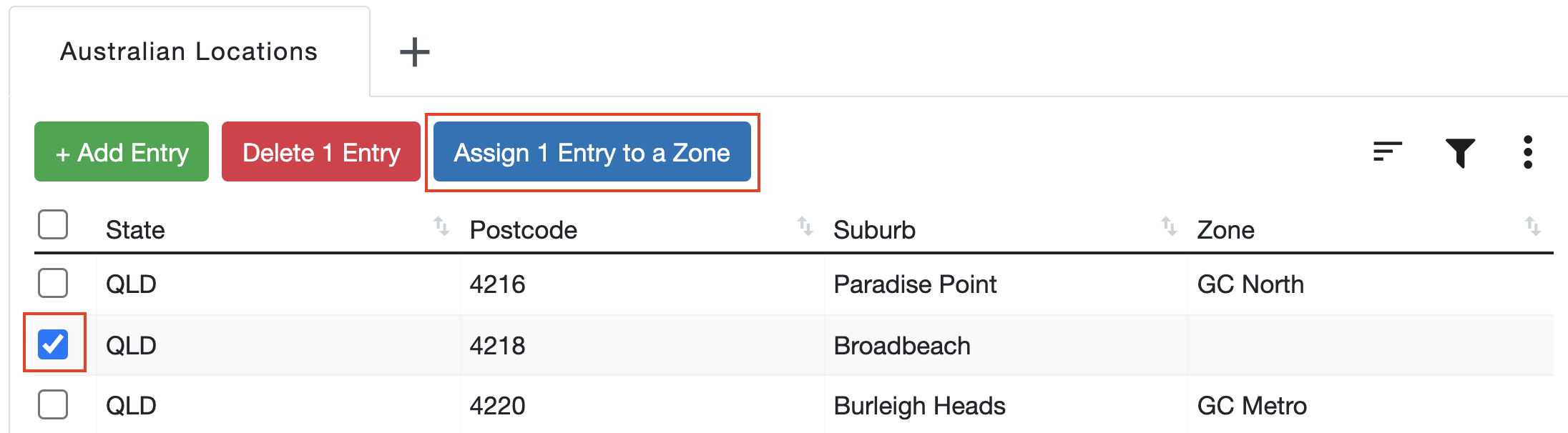 Assigning Location Entries to zones - Transport/Income Zone Set