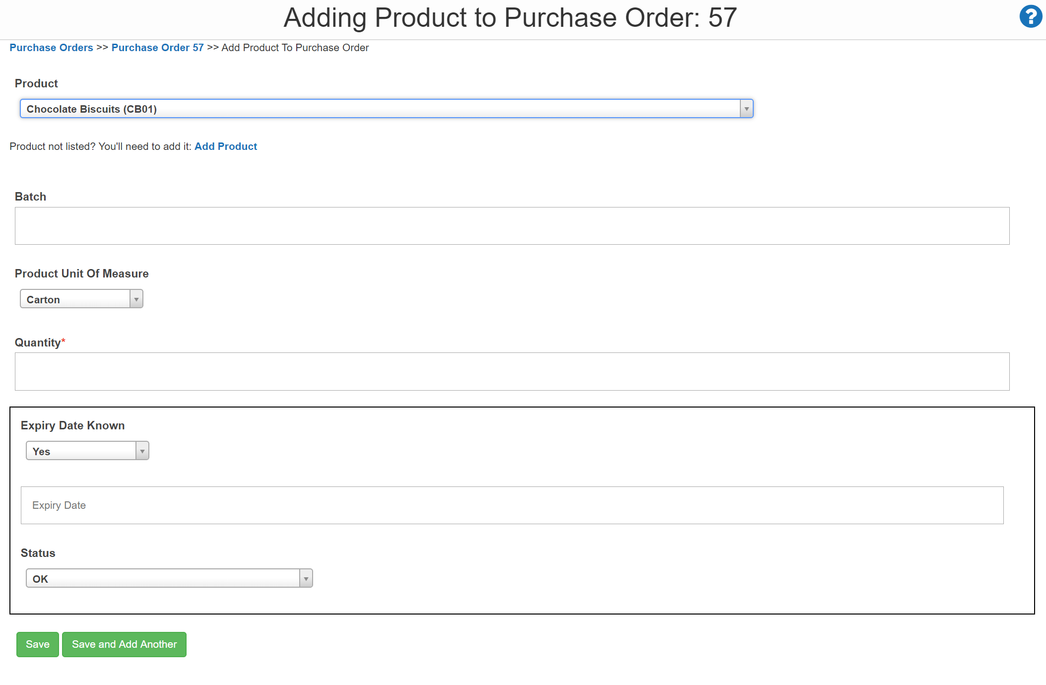 Add a Purchase Order