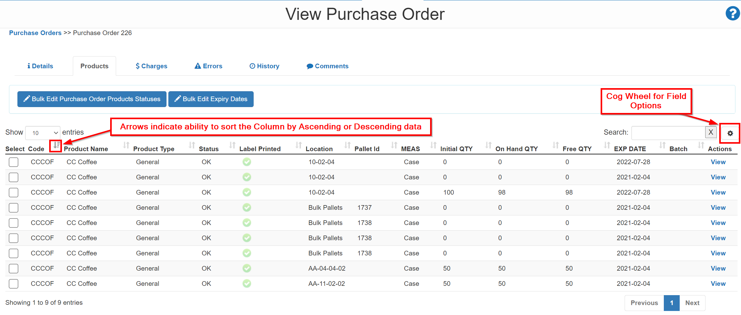 View Purchase Order