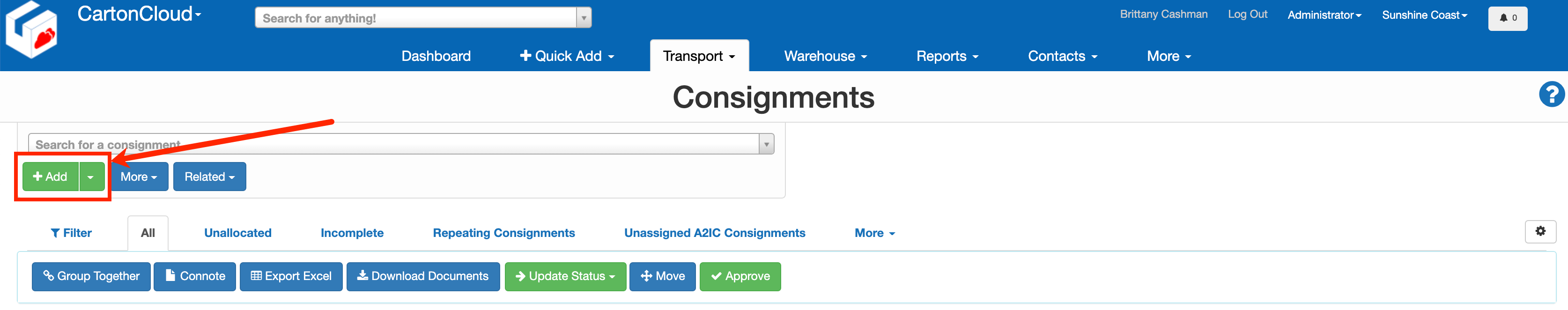 Add Consignment