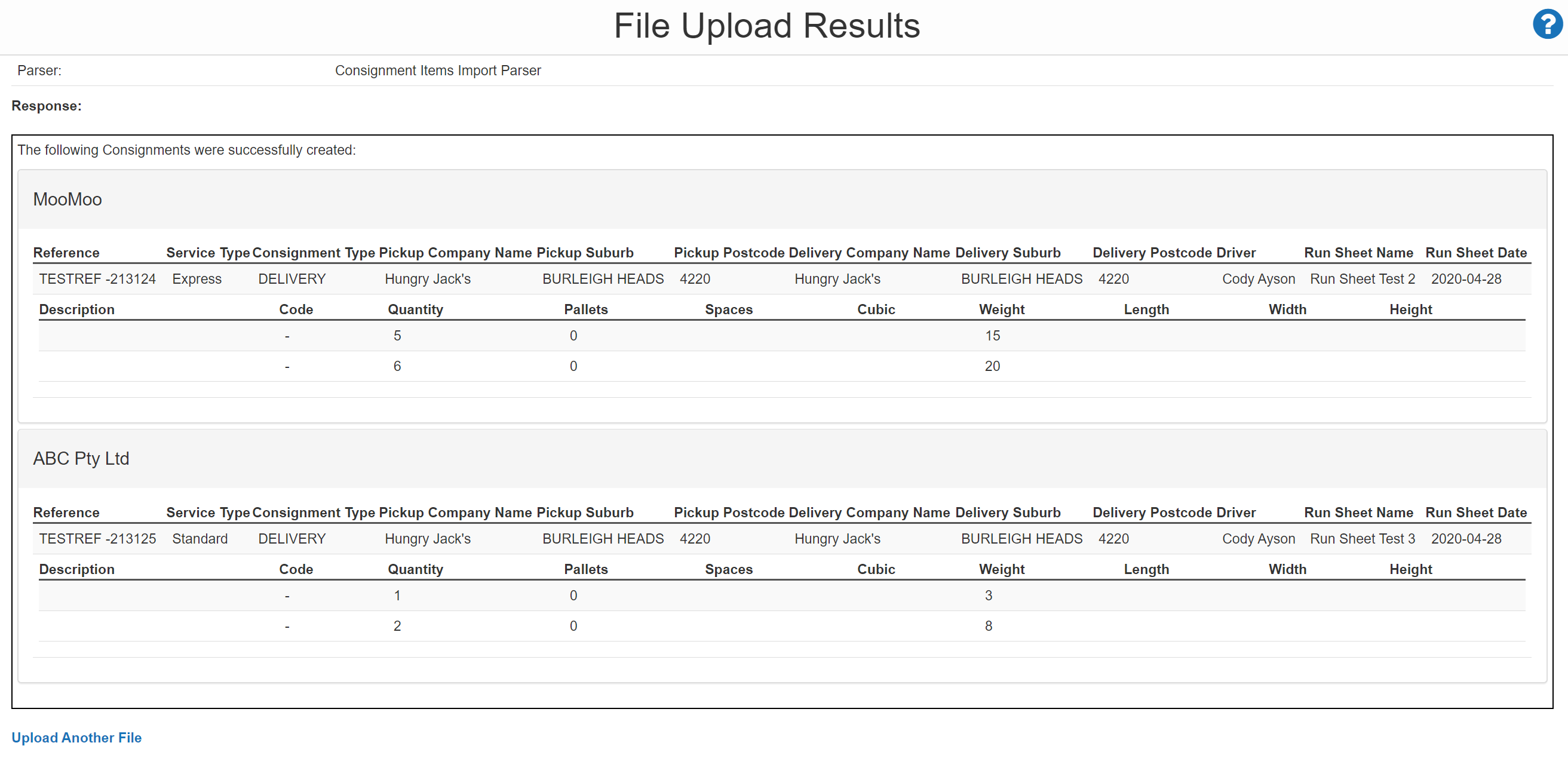 Importing Consignments