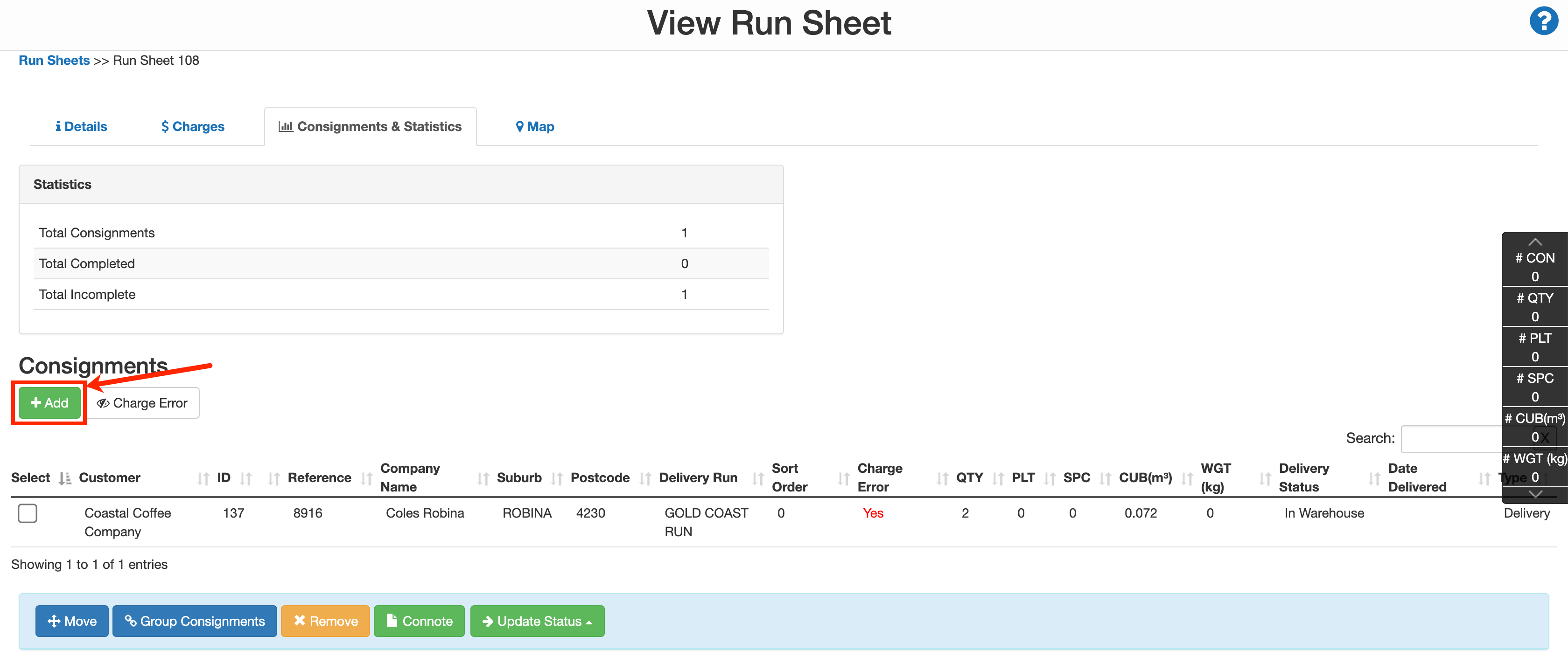 View Run Sheets