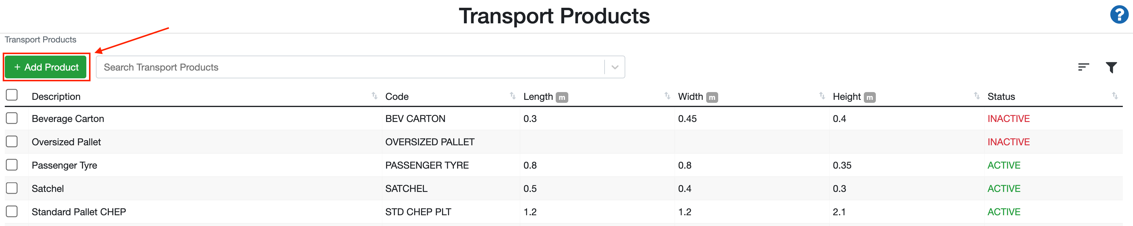 Transport Products (Consignment Items)