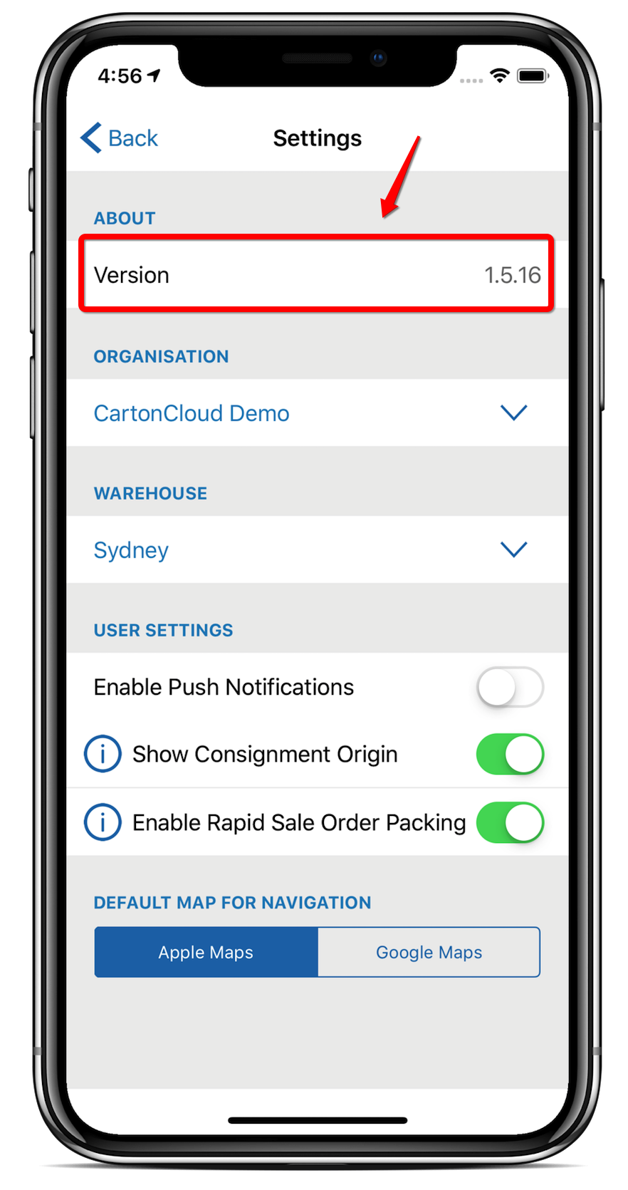 How to check which version of the CartonCloud app you are running