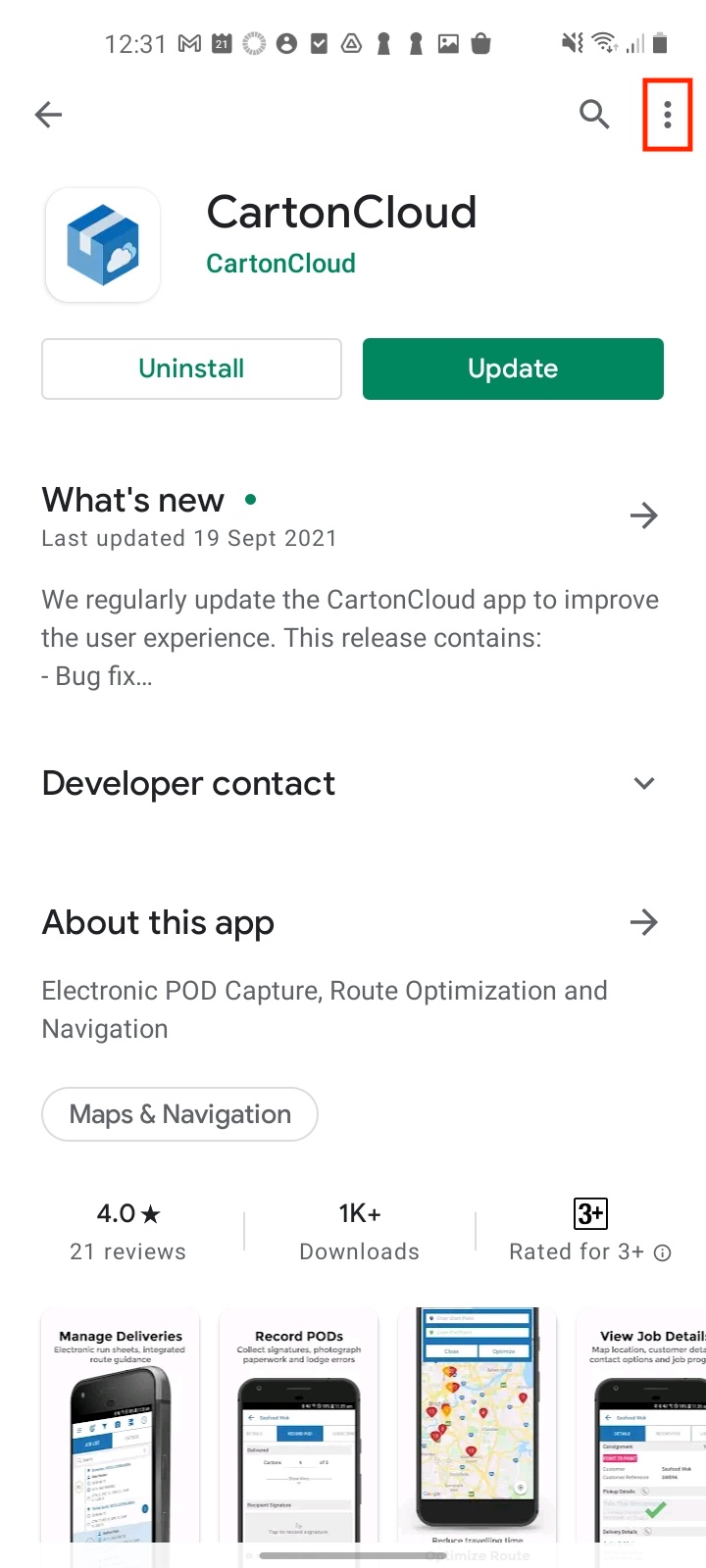 How to update the CartonCloud mobile app