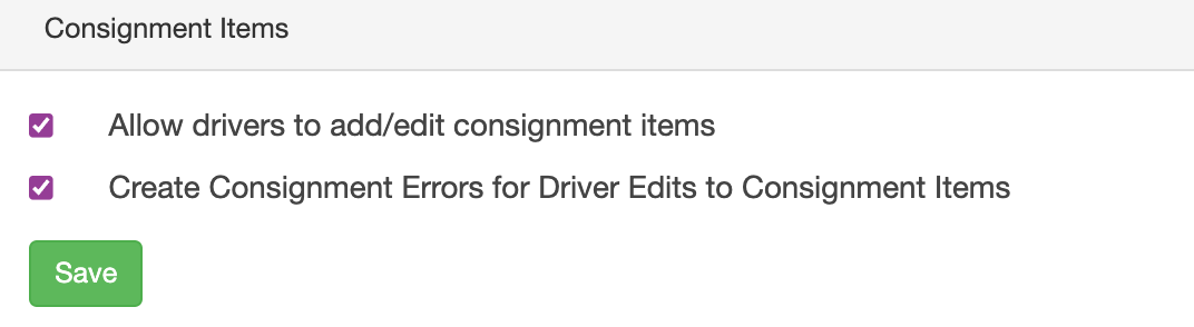 Add/edit Consignment Items for Drivers on the Mobile App