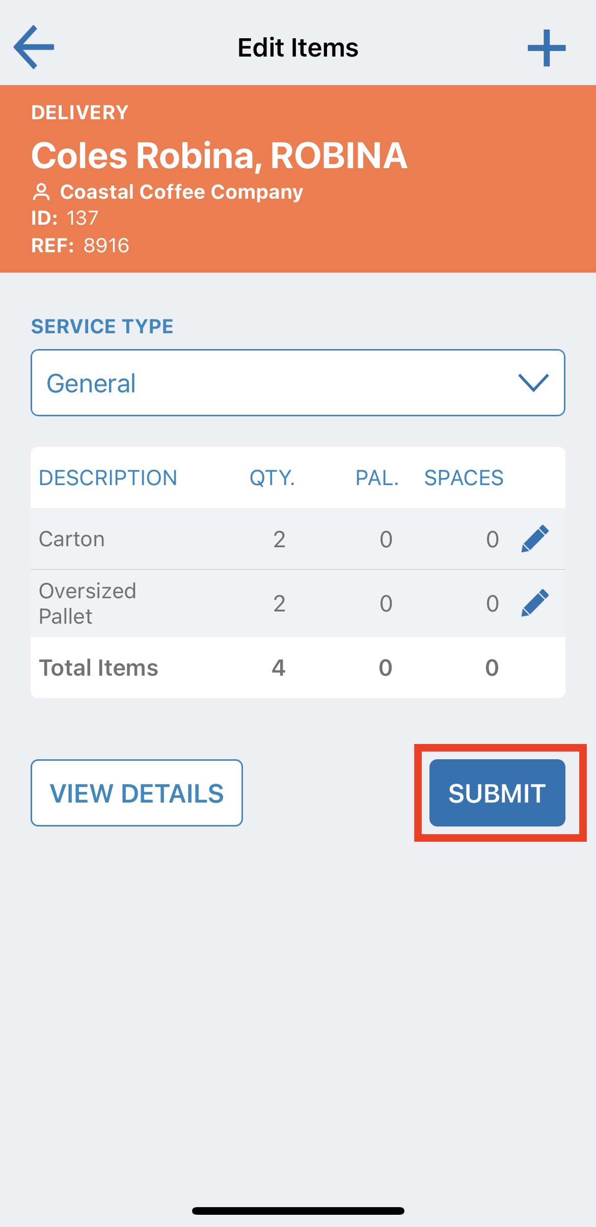 Add/edit Consignment Items for Drivers on the Mobile App
