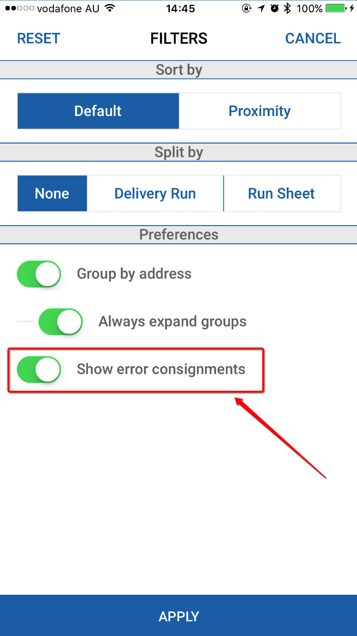 Consignment Sorting and Filtering