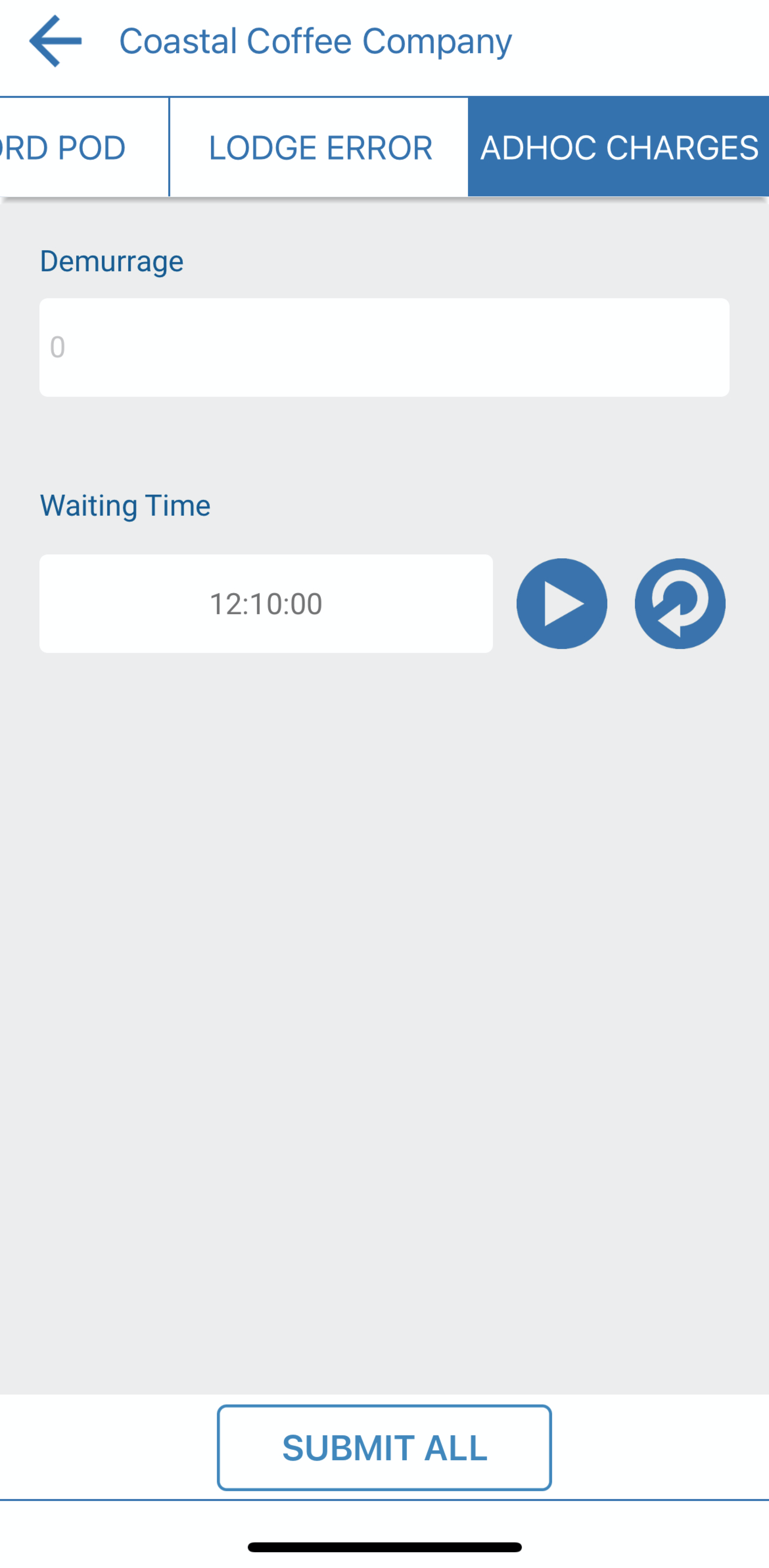 Consignment Adhoc Charges