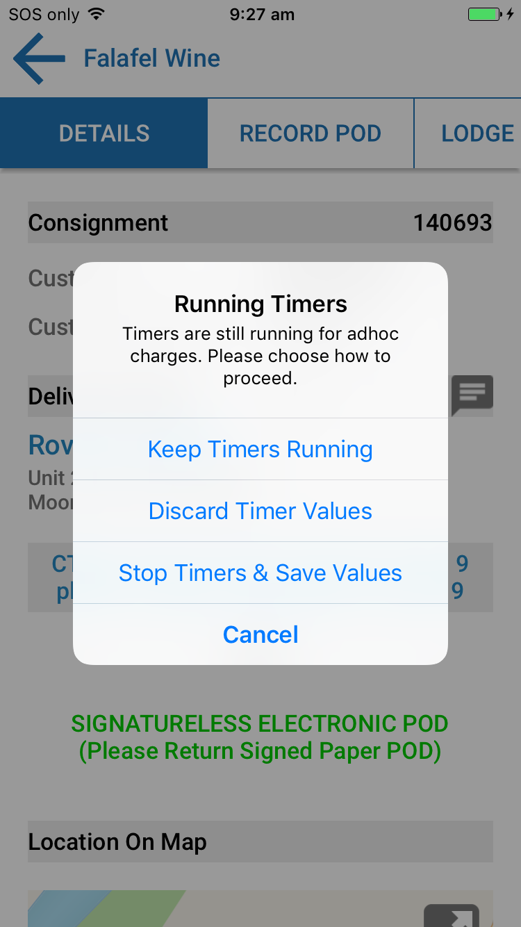 Consignment Adhoc Charges