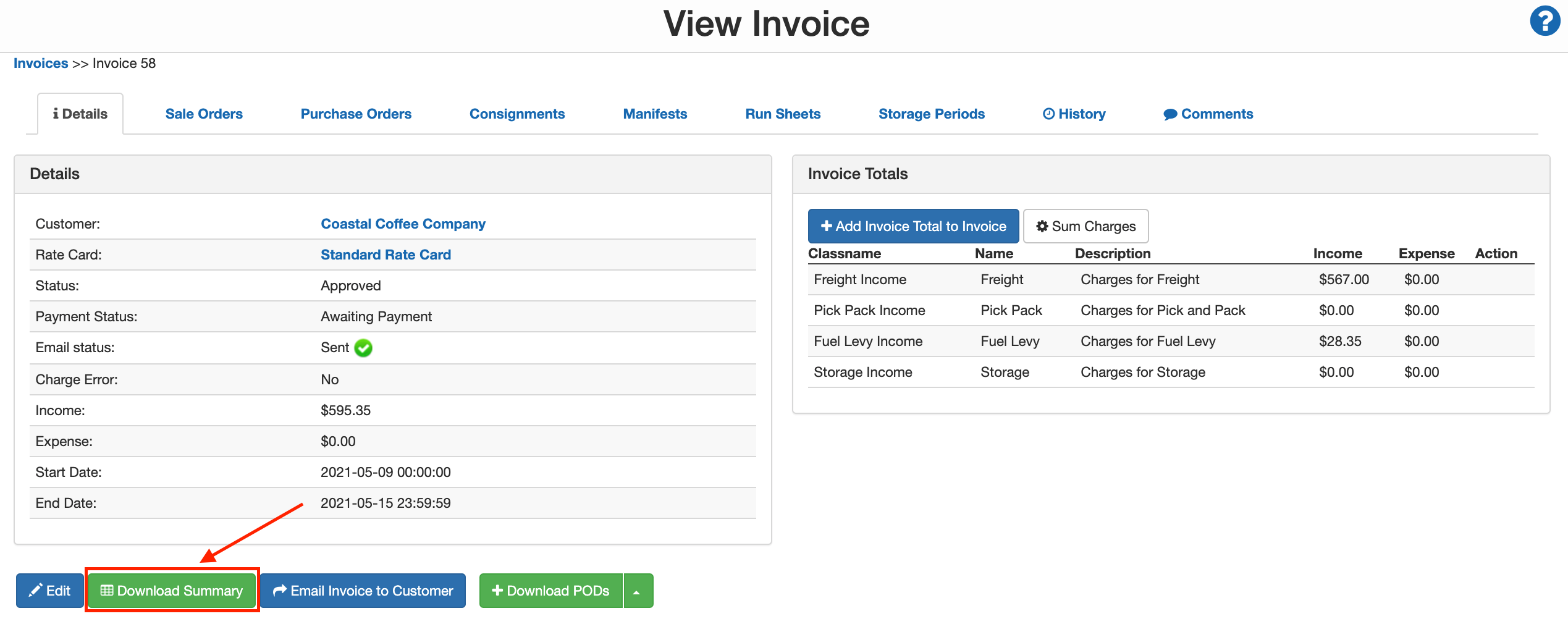 Invoice Summary