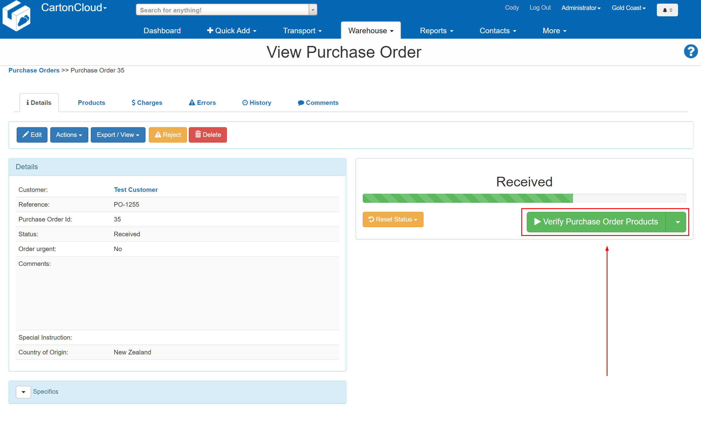 Splitting a Purchase Order