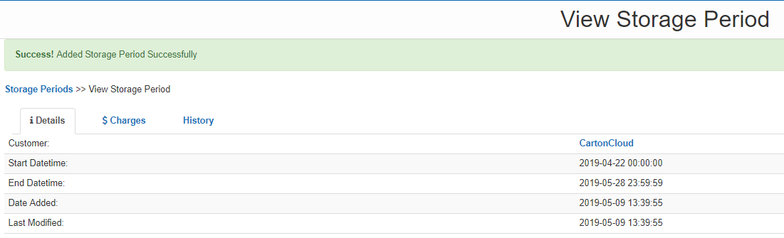 Creating a Storage Period