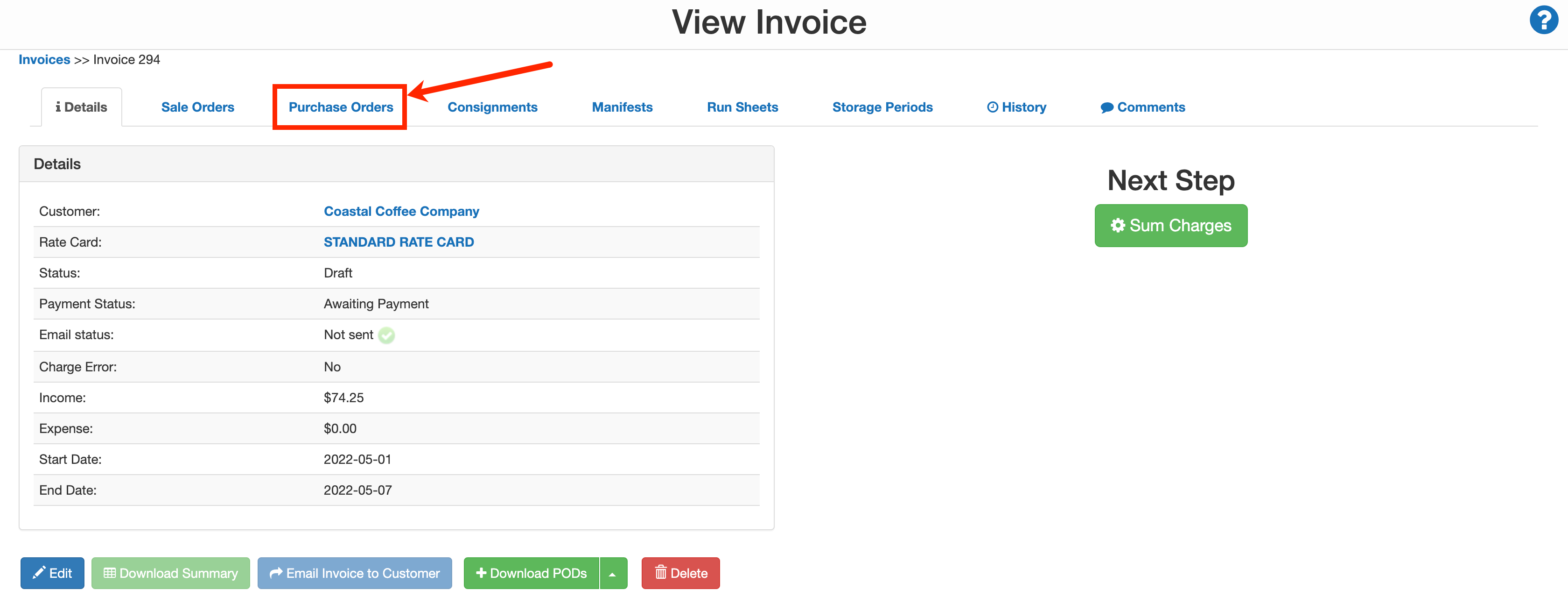 How to move Purchase Orders/Sale Orders/Consignments to a different invoice