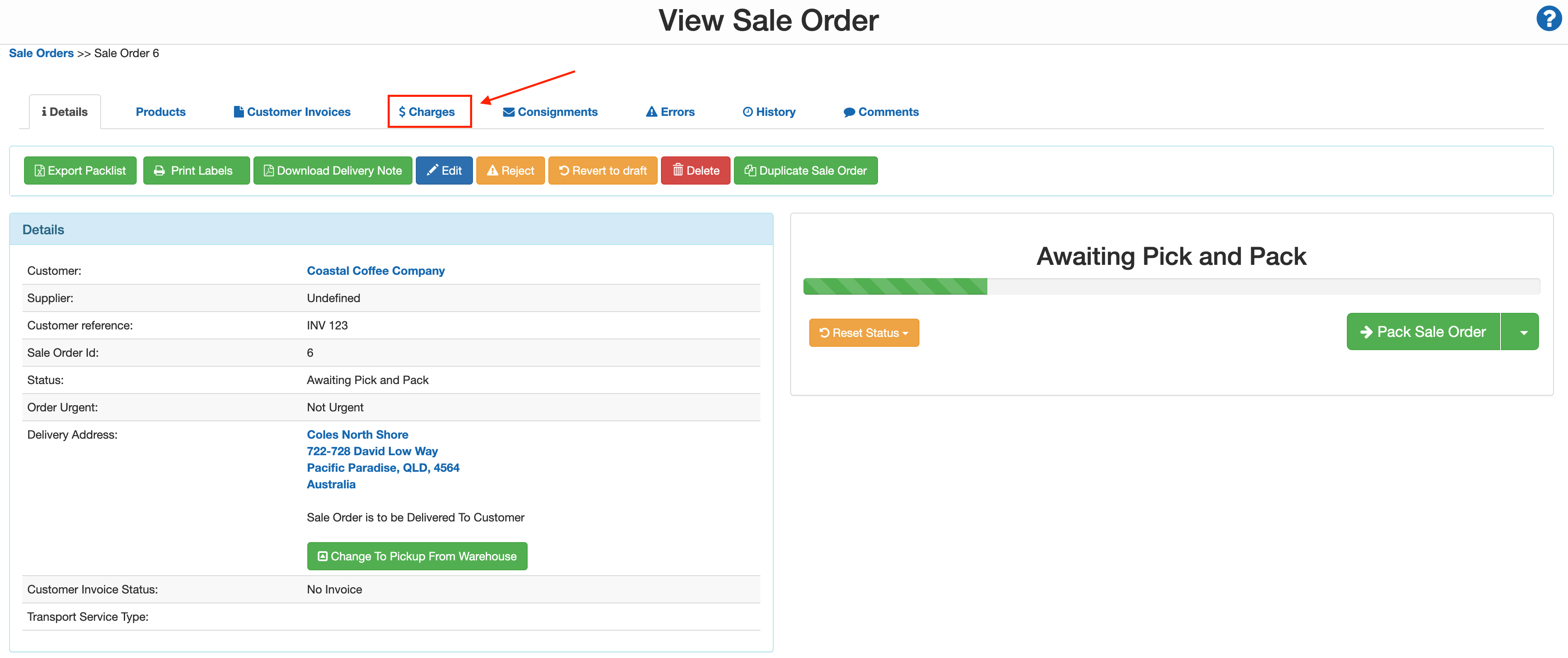 How to check the charge history for an individual charge