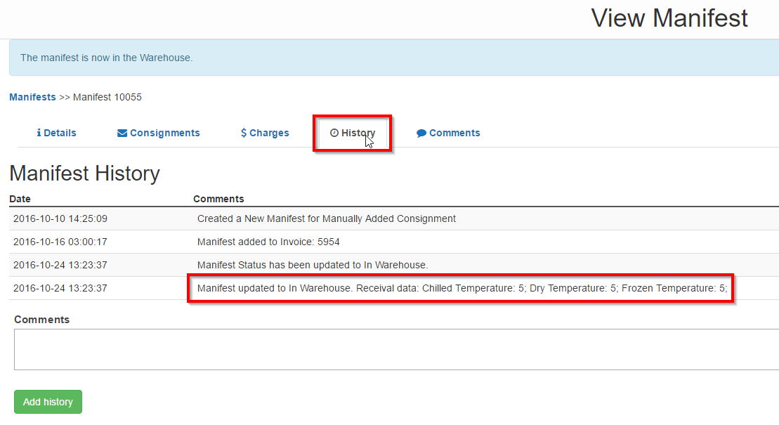 Organisation Settings - Receival Fields