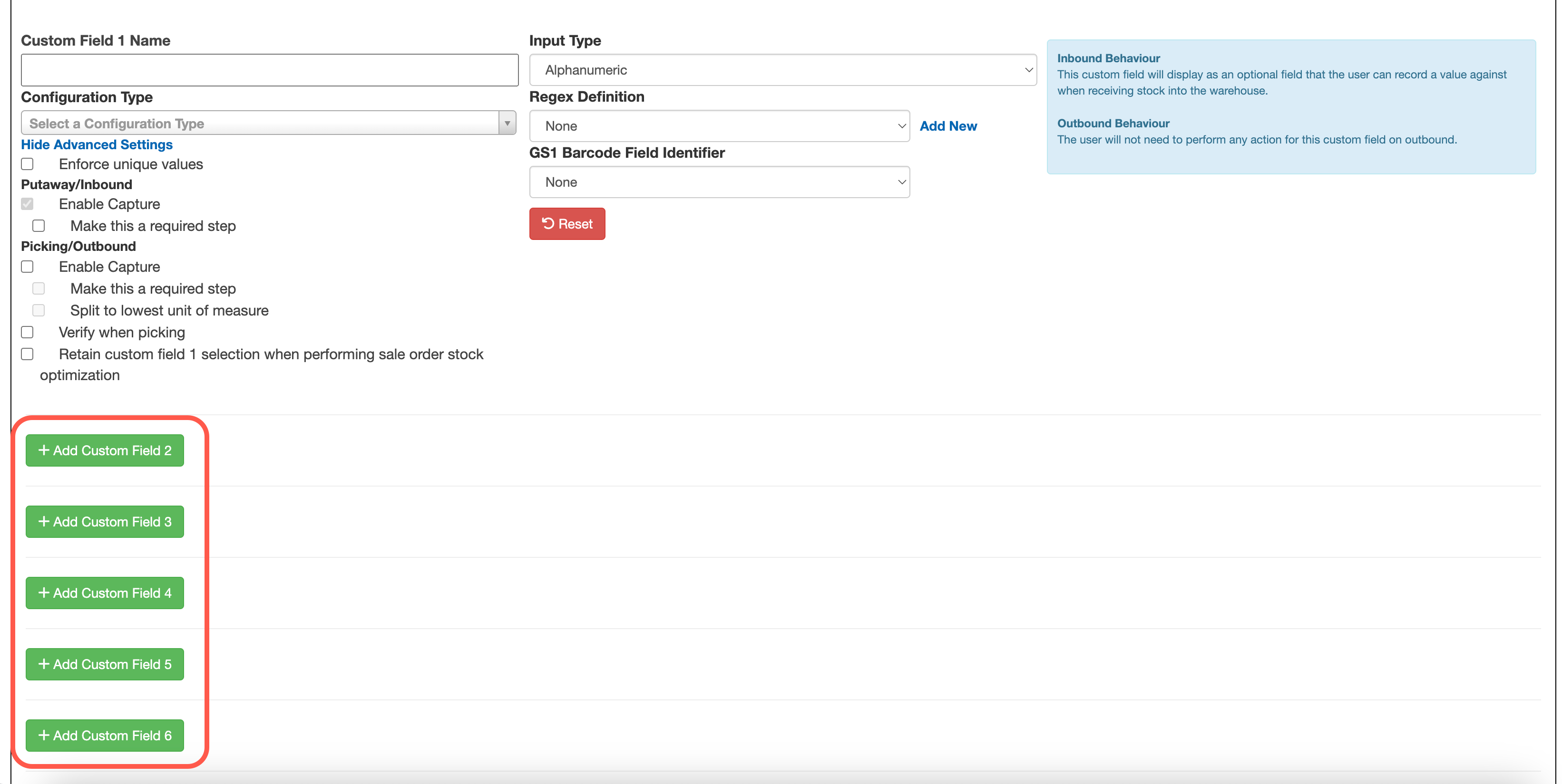 Setting up Custom Fields for Purchase Order Products