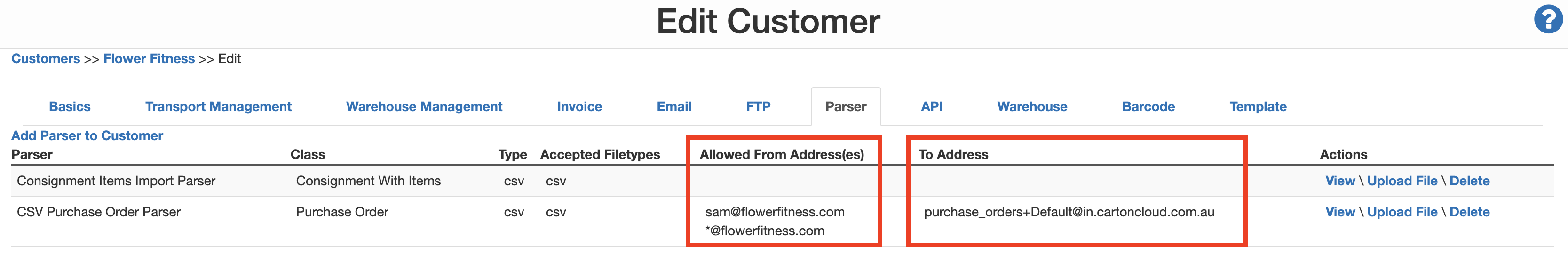Configuring Parsers for Customers