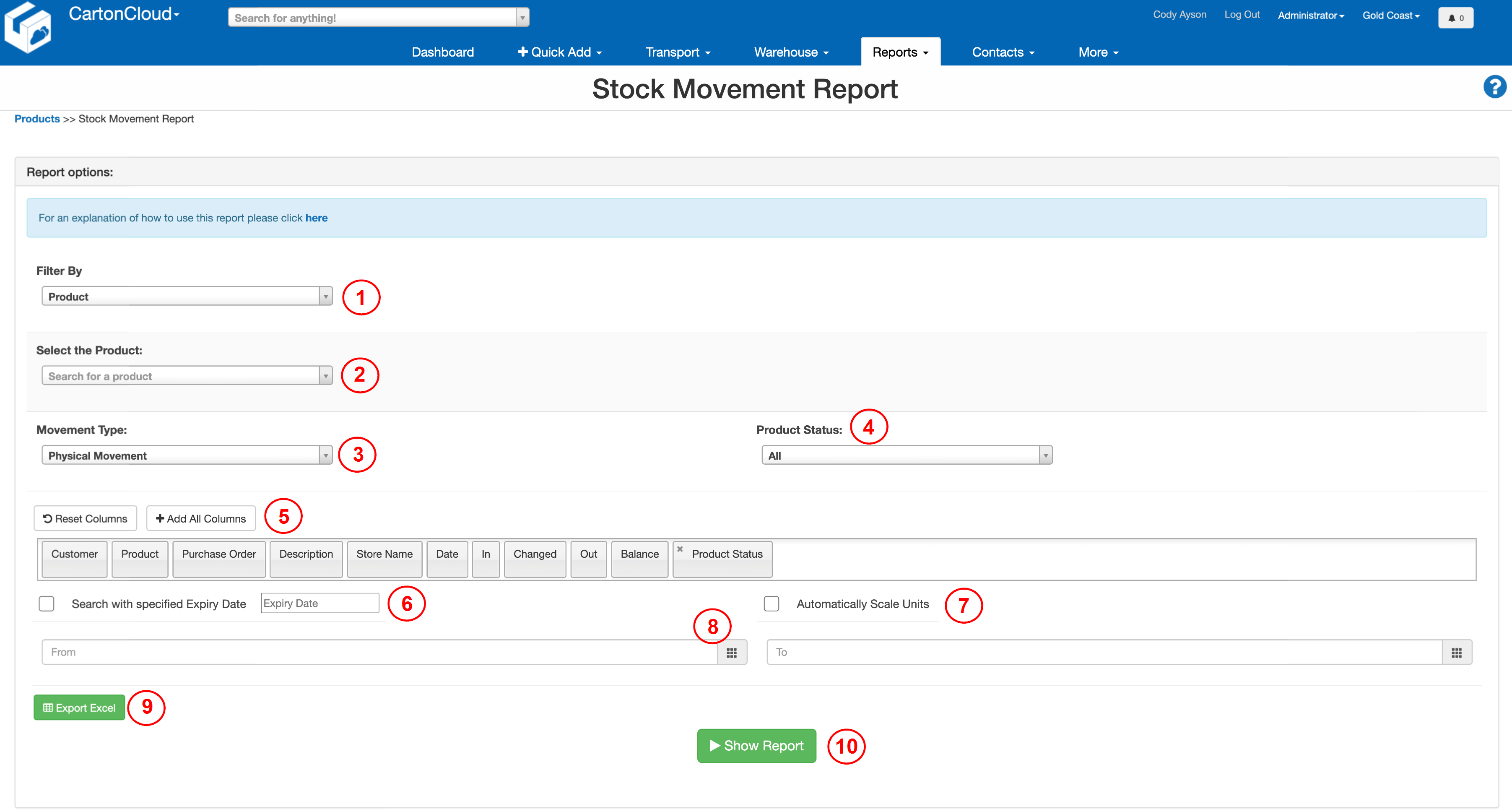 Stock Movement Report