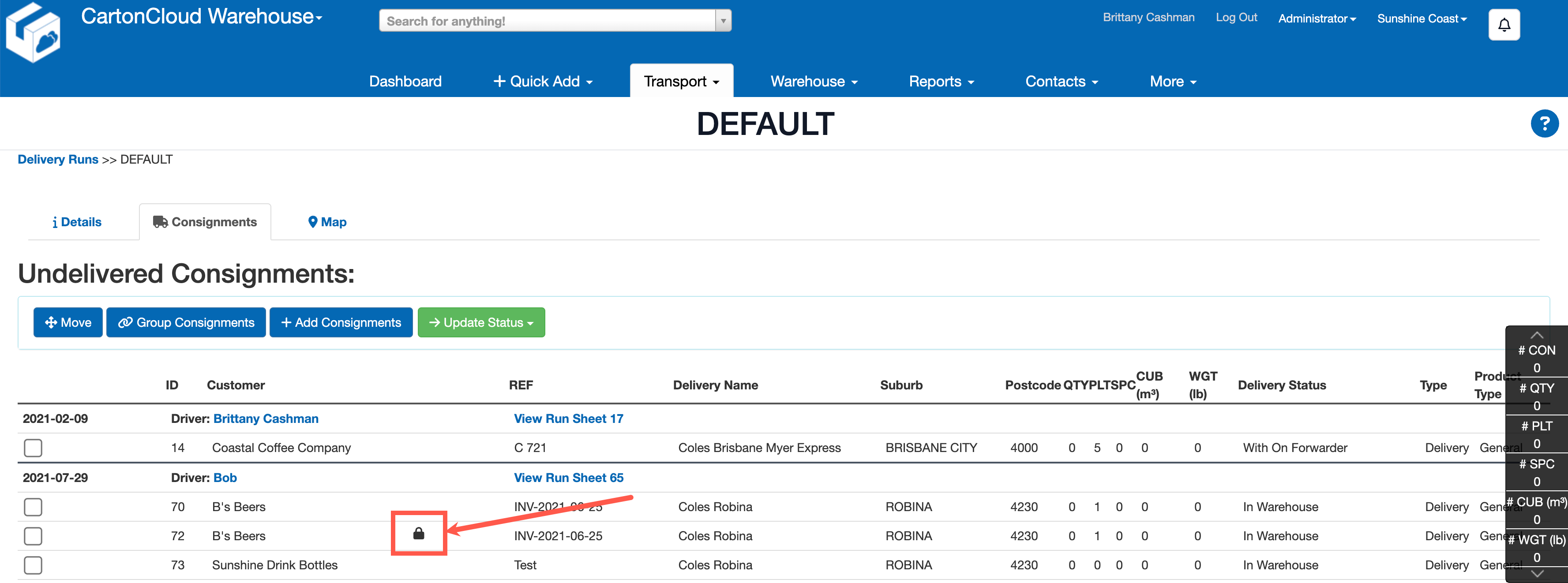 Delivery Run Details