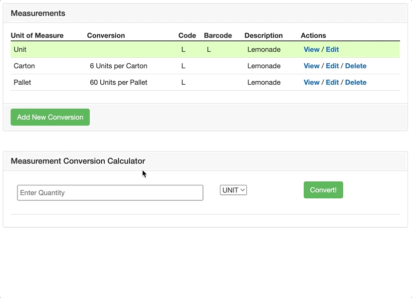 Products Units of Measure