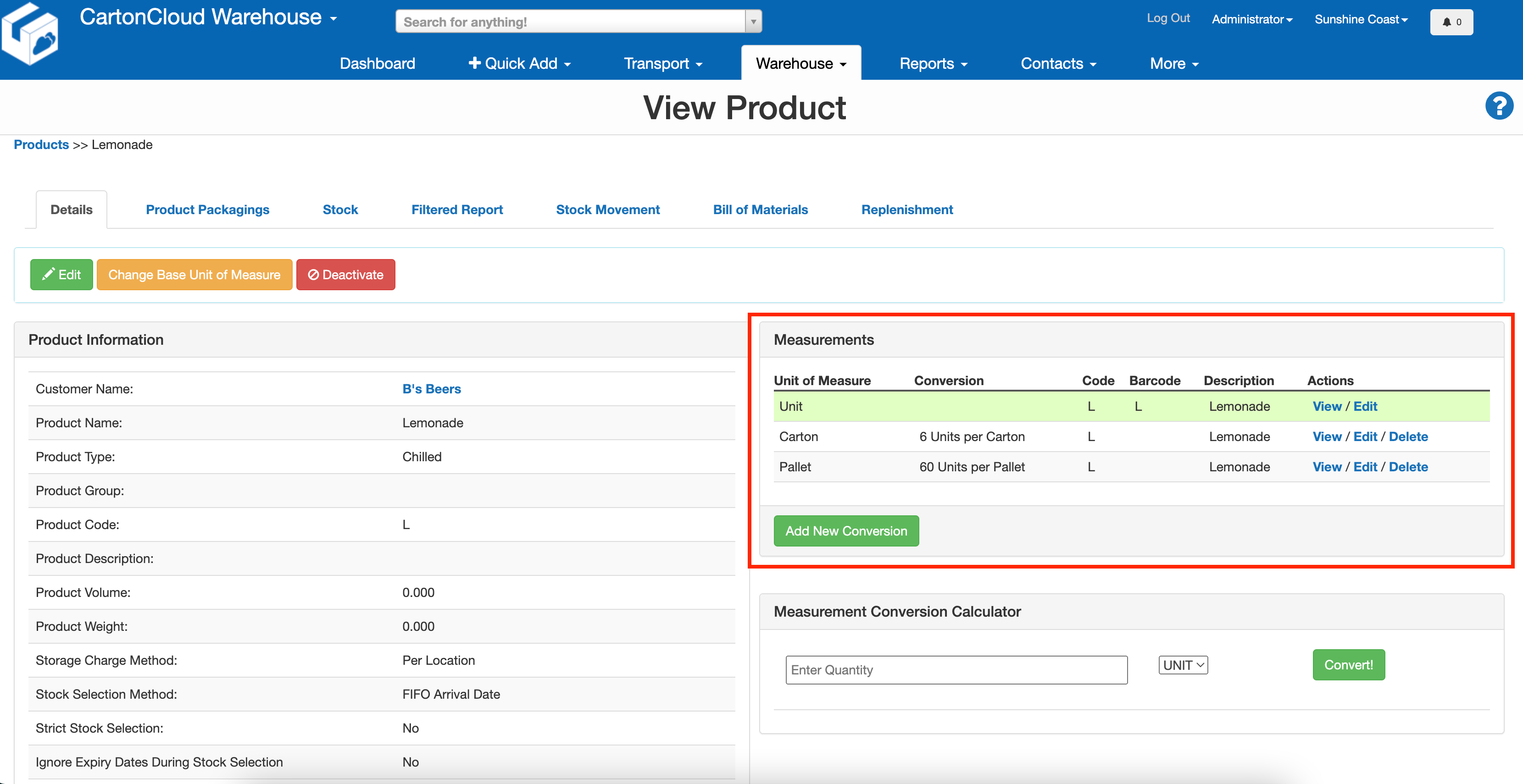Products Units of Measure