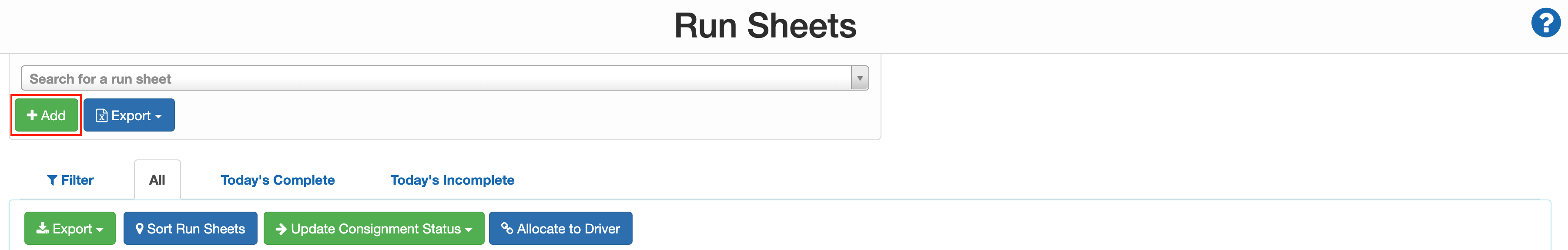 Run Sheets