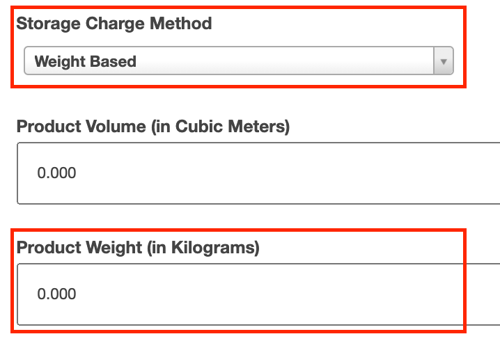 View Rate Card - Storage Charges