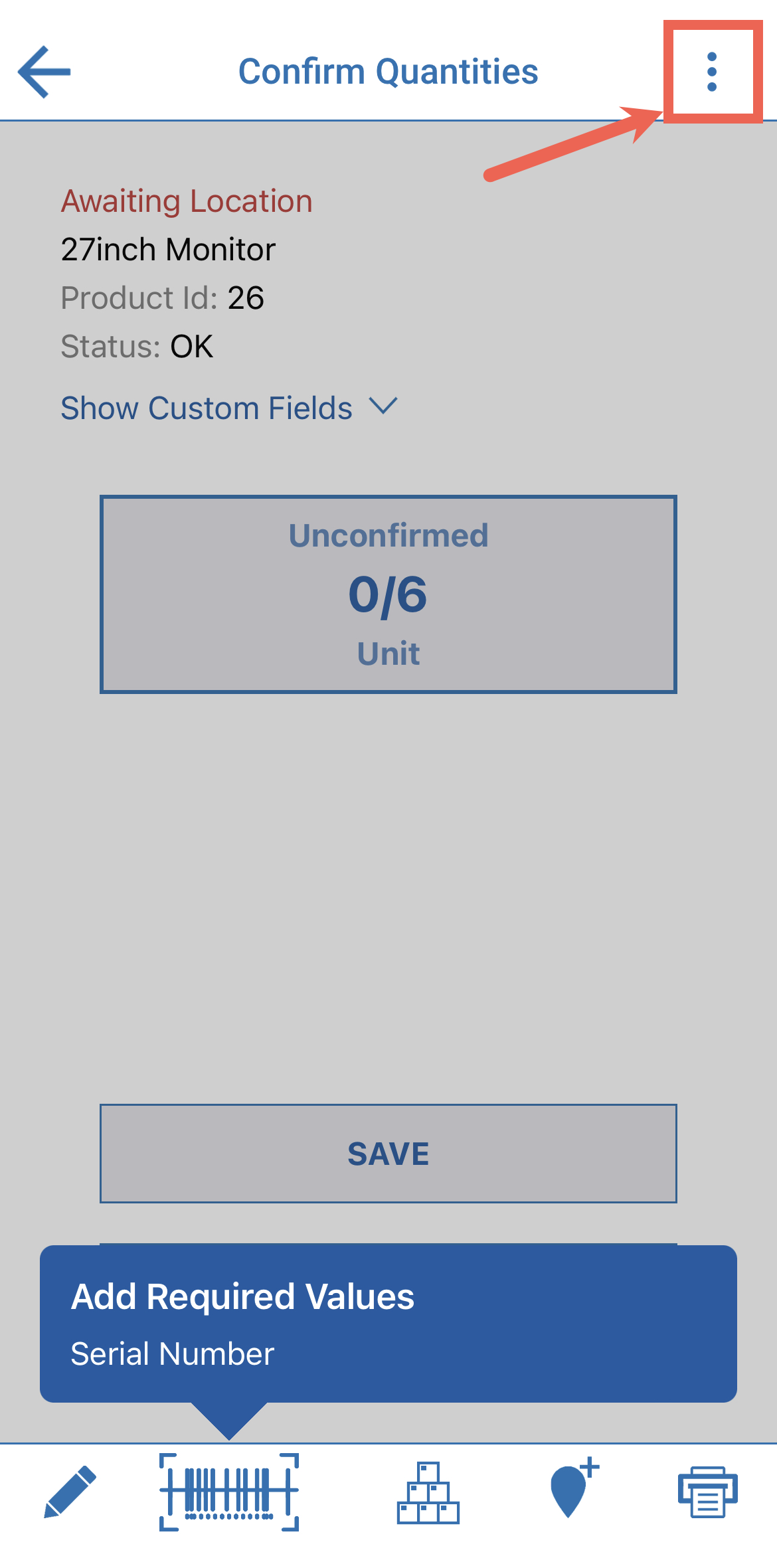 Purchase Order (inbound) unique reference scanning