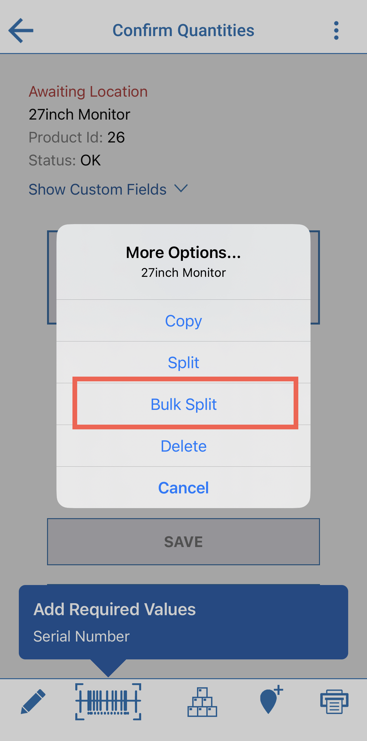 Purchase Order (inbound) unique reference scanning