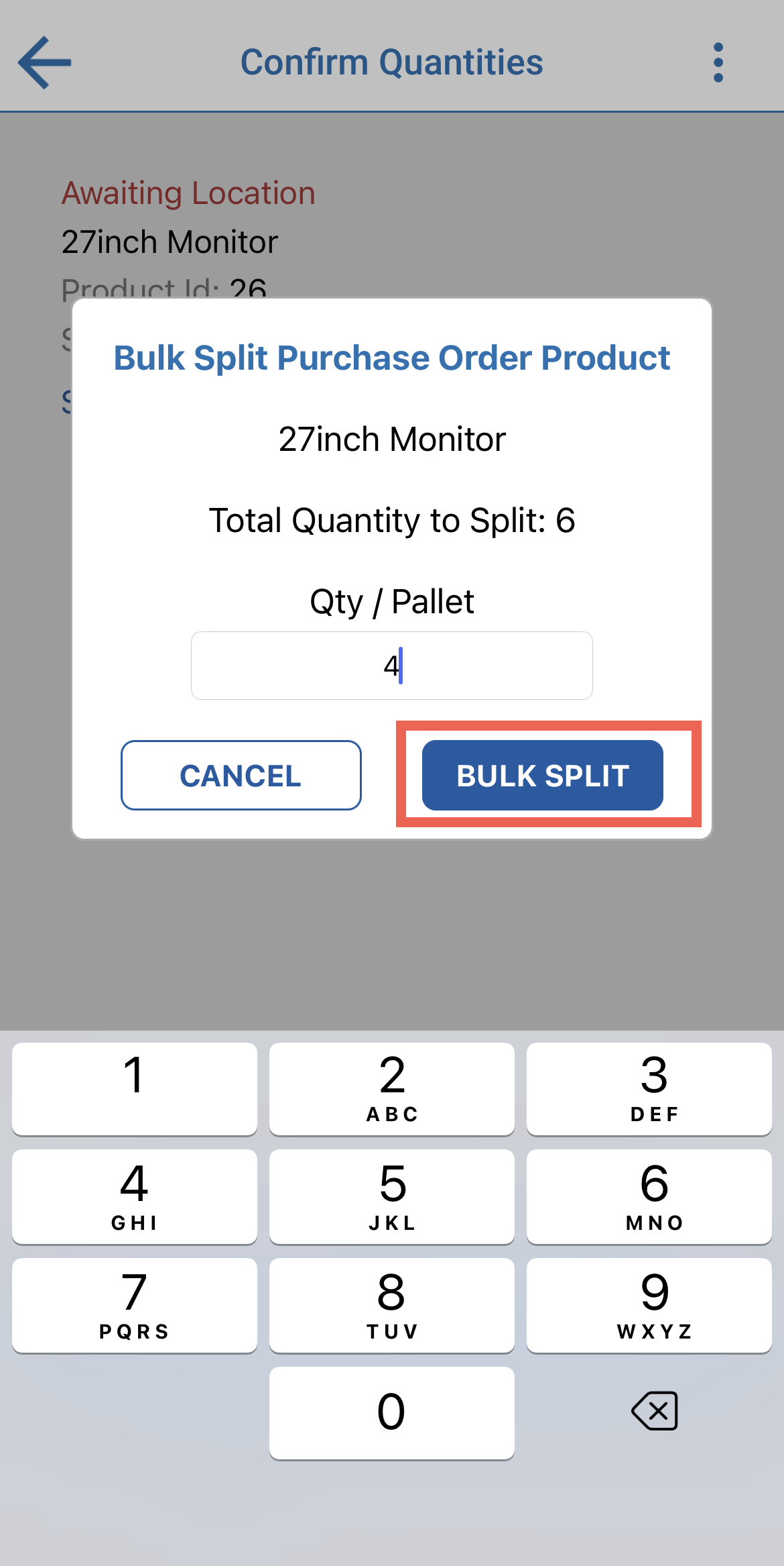 Purchase Order (inbound) unique reference scanning