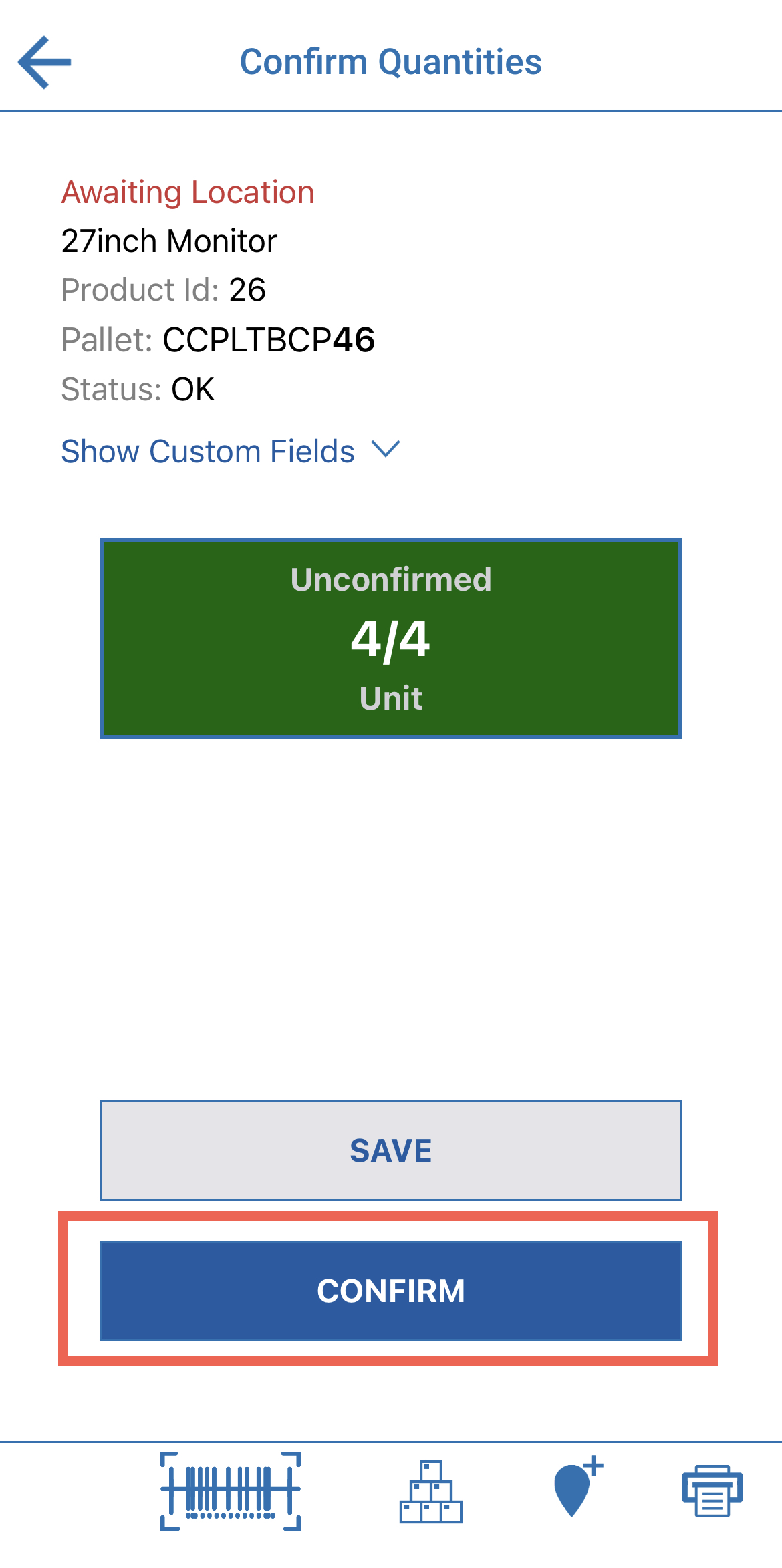 Purchase Order (inbound) unique reference scanning