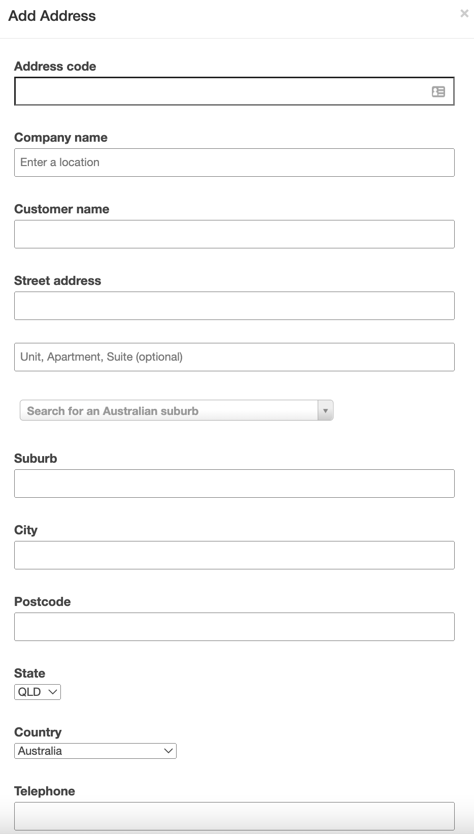Adding and editing an Address