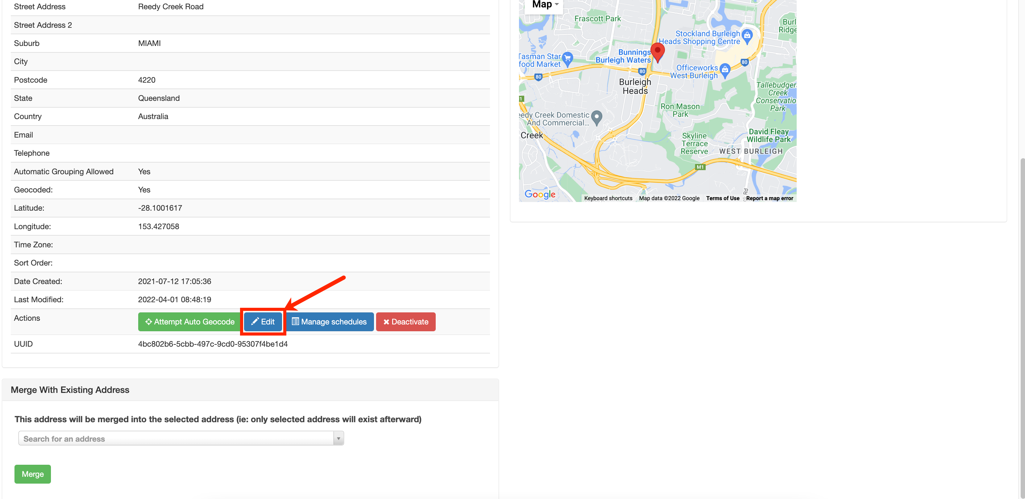 Adding and editing an Address