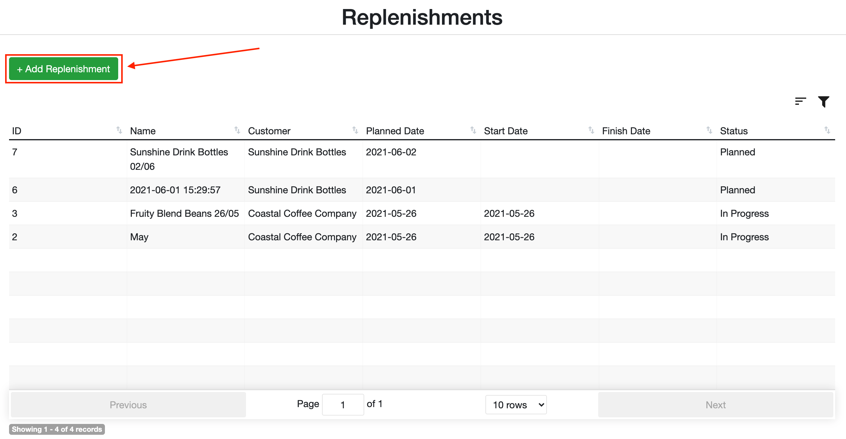 How to create a Replenishment