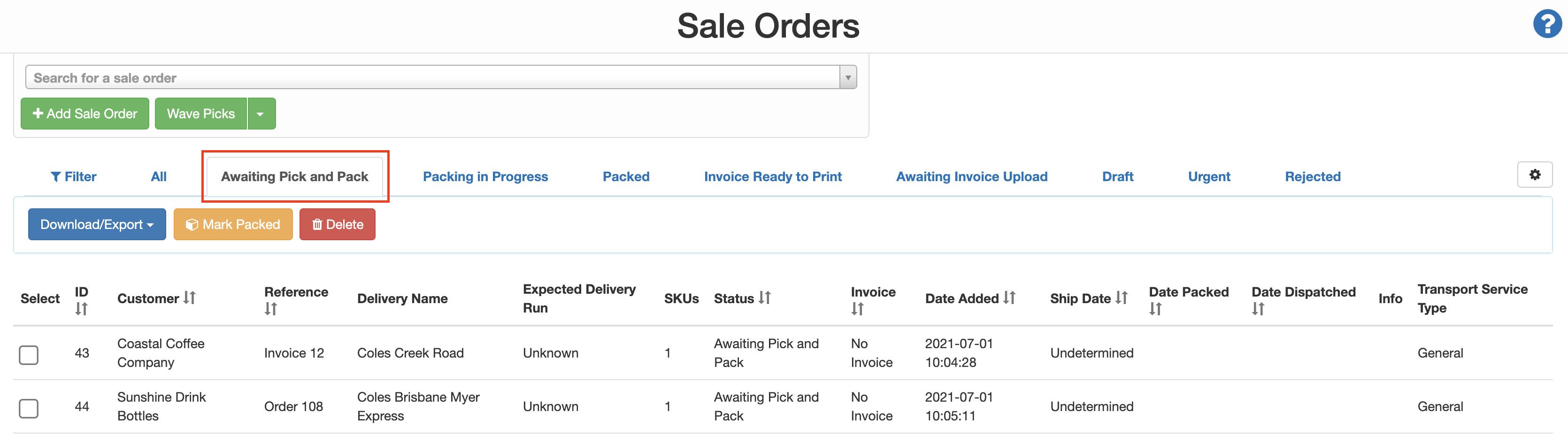 Packing a Sale Order (on the web app)