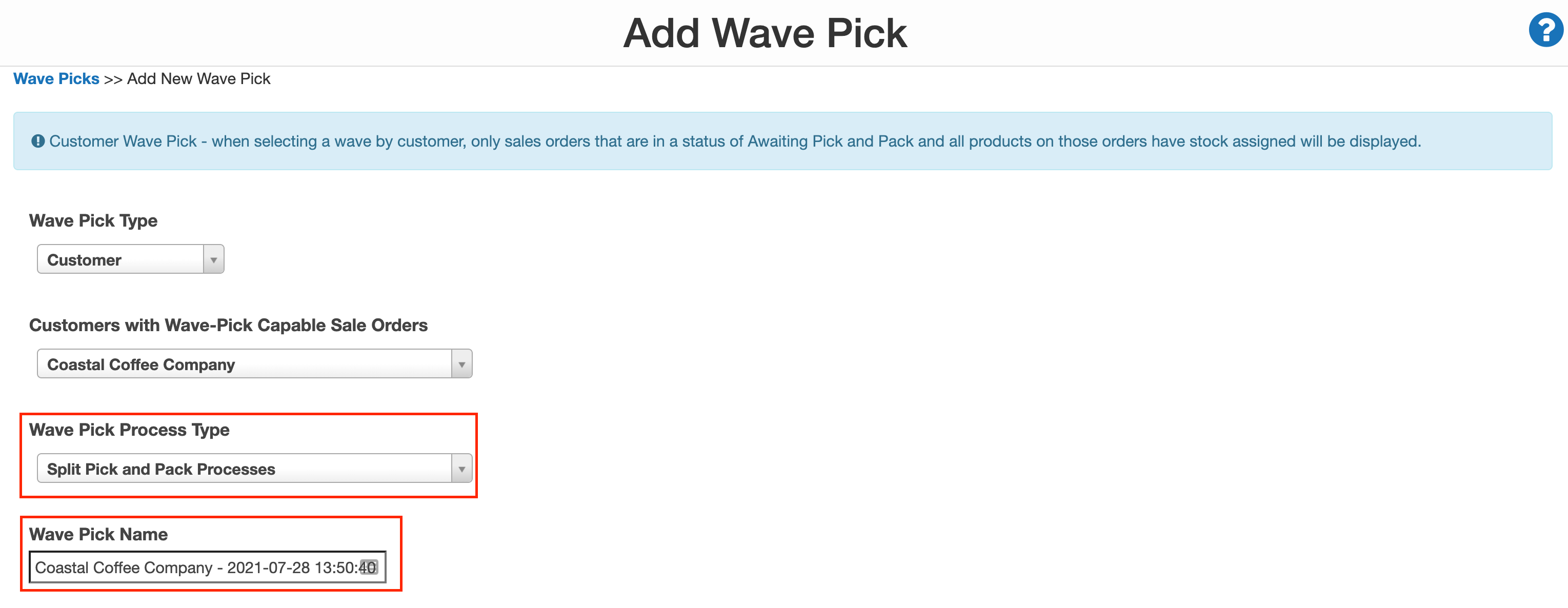 Creating a Wave Pick for a Run Sheet