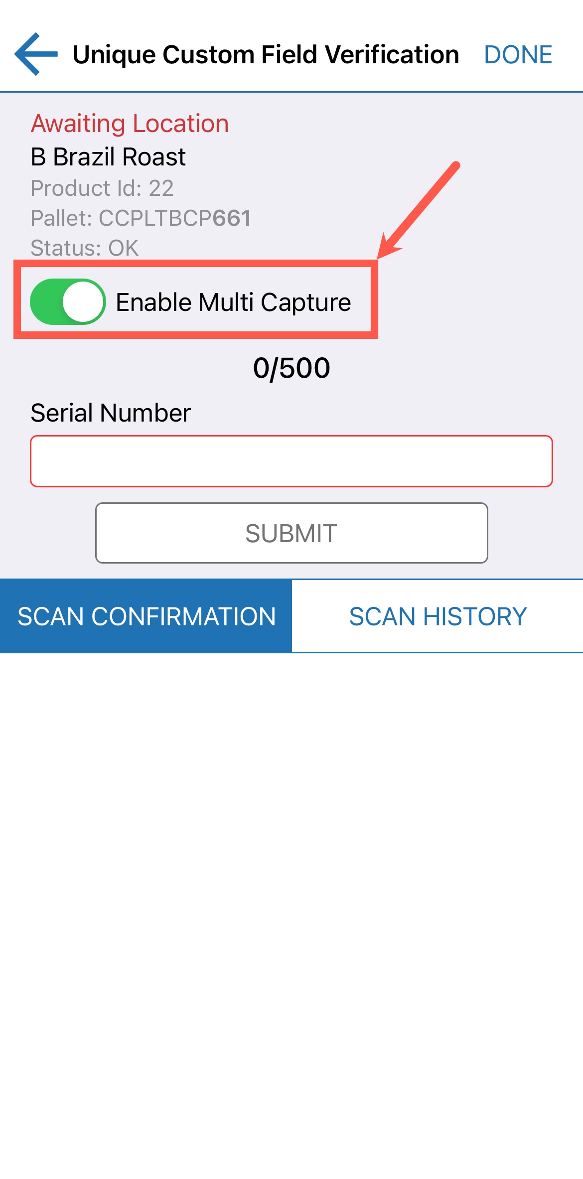 Multi capture unique reference scanning