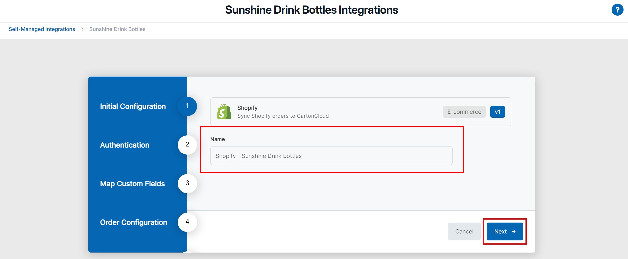 Self-Managed Shopify Integration