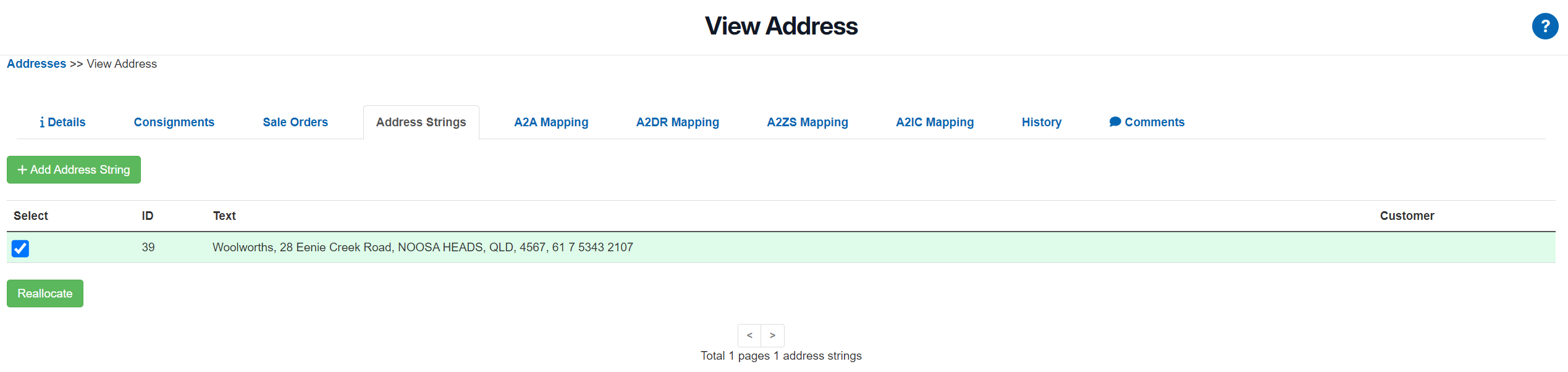 How to remove an address string