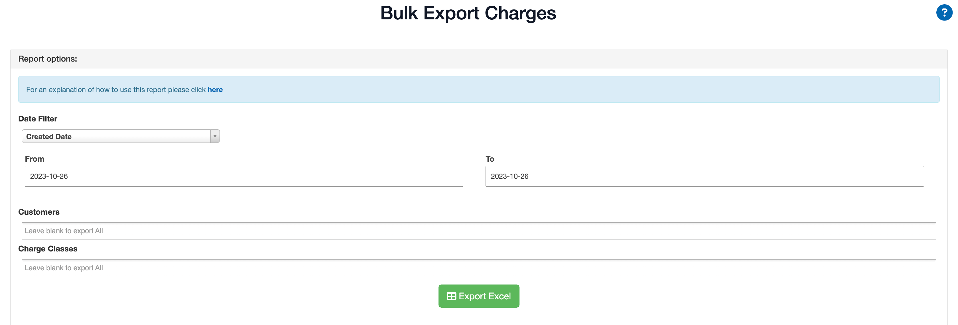 Bulk Charges Report