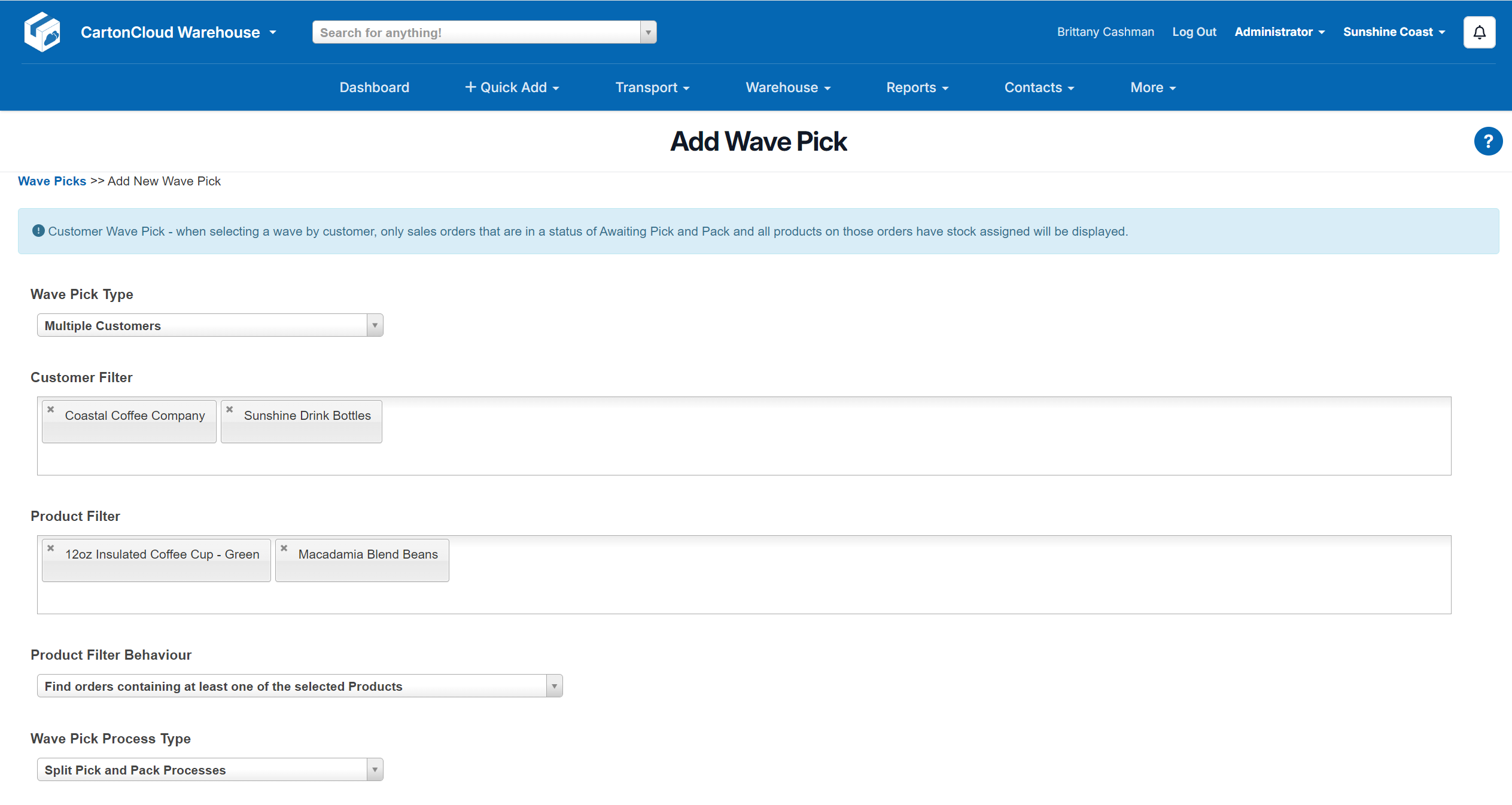Creating a Wave Pick for multiple Customers