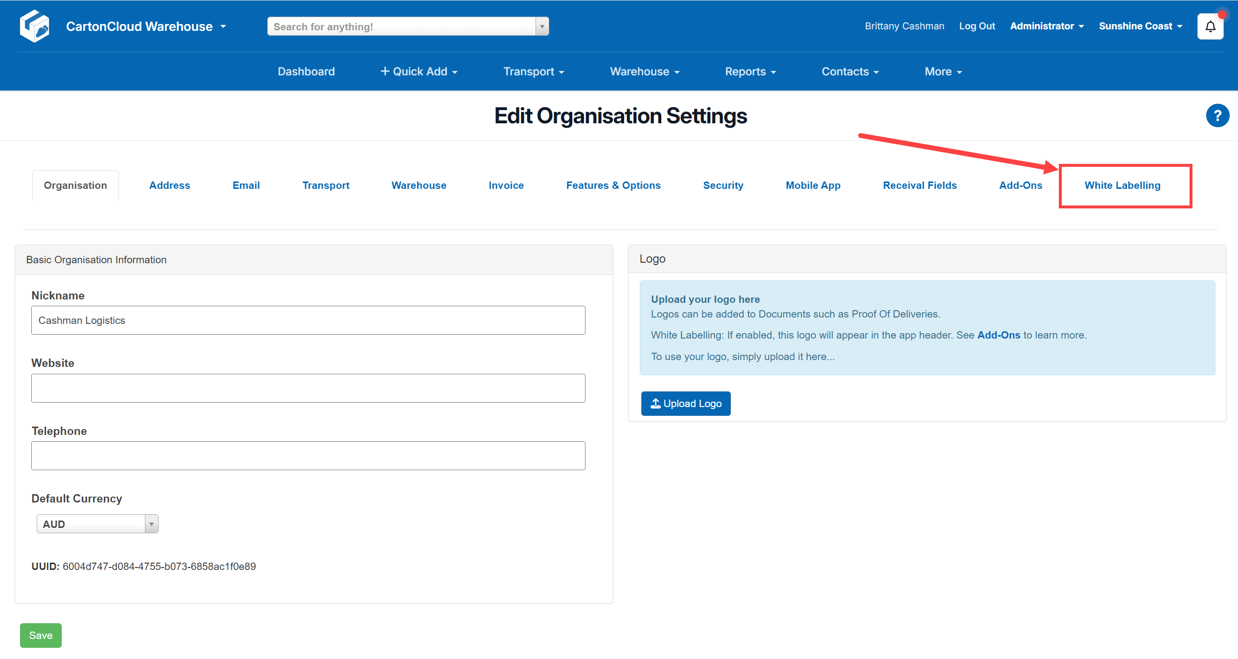 Organisation Settings - White Labelling