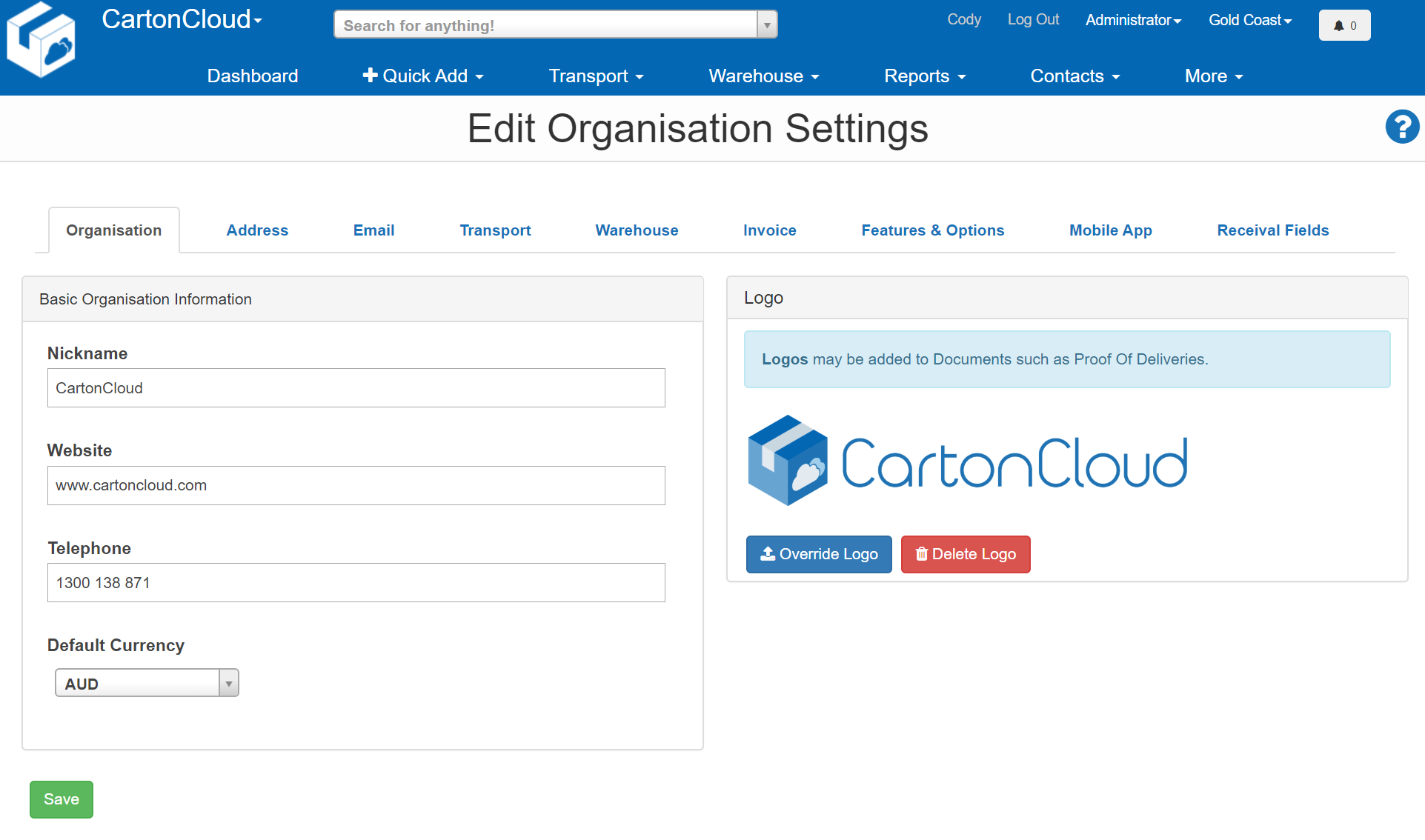 Organisation Settings Basics