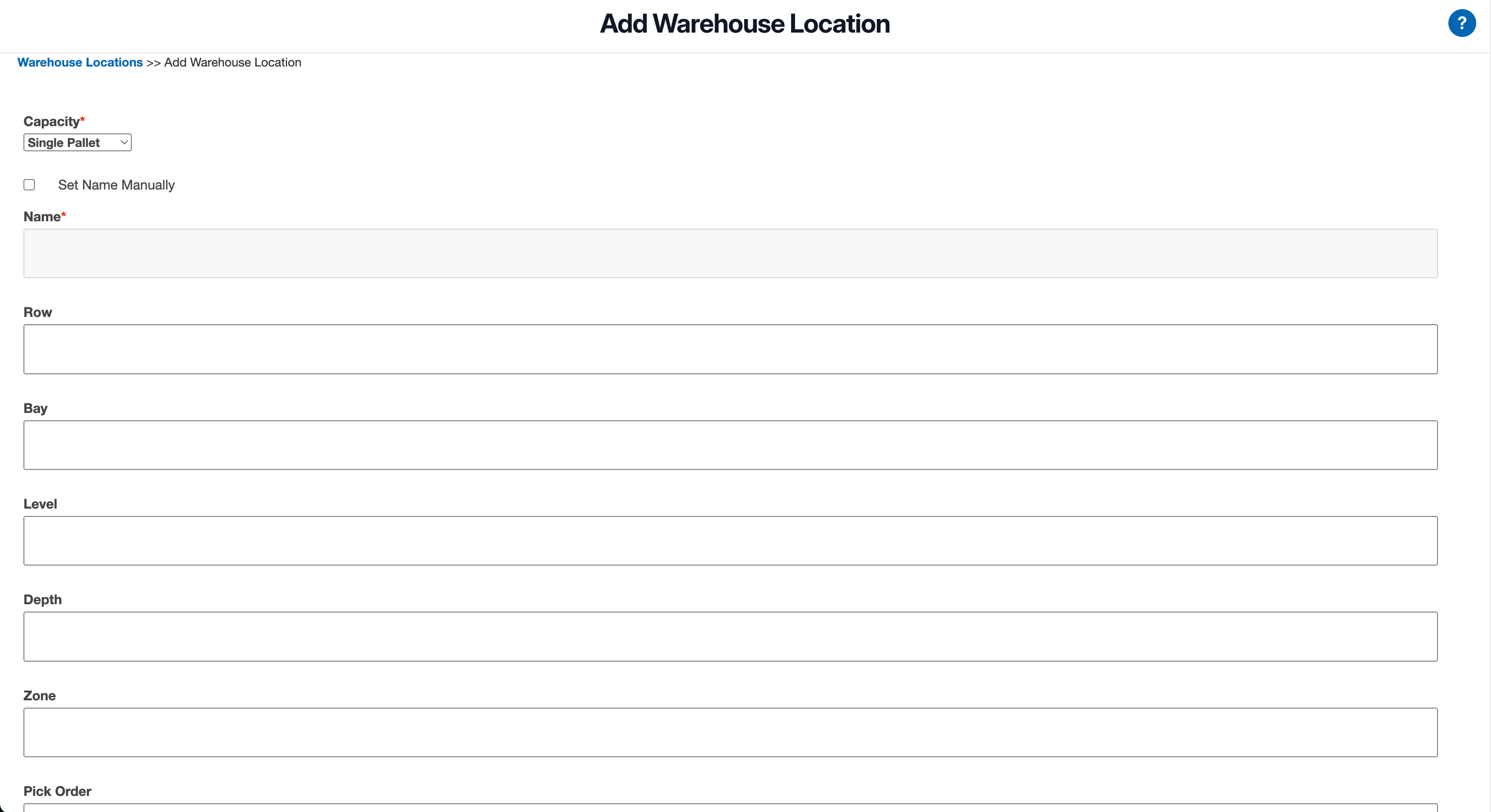 Adding Warehouse Locations