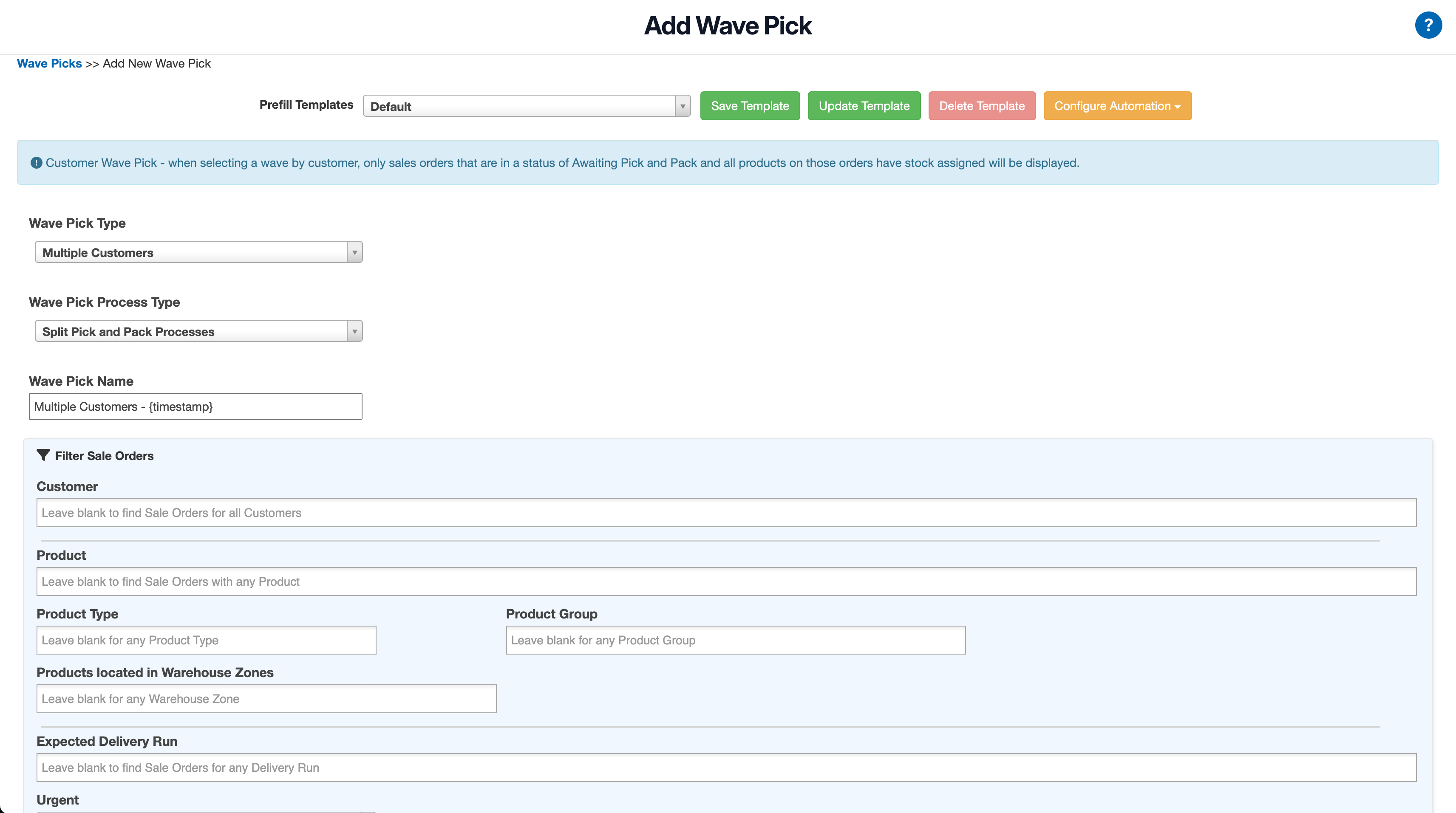 Creating a Wave Pick for multiple Customers