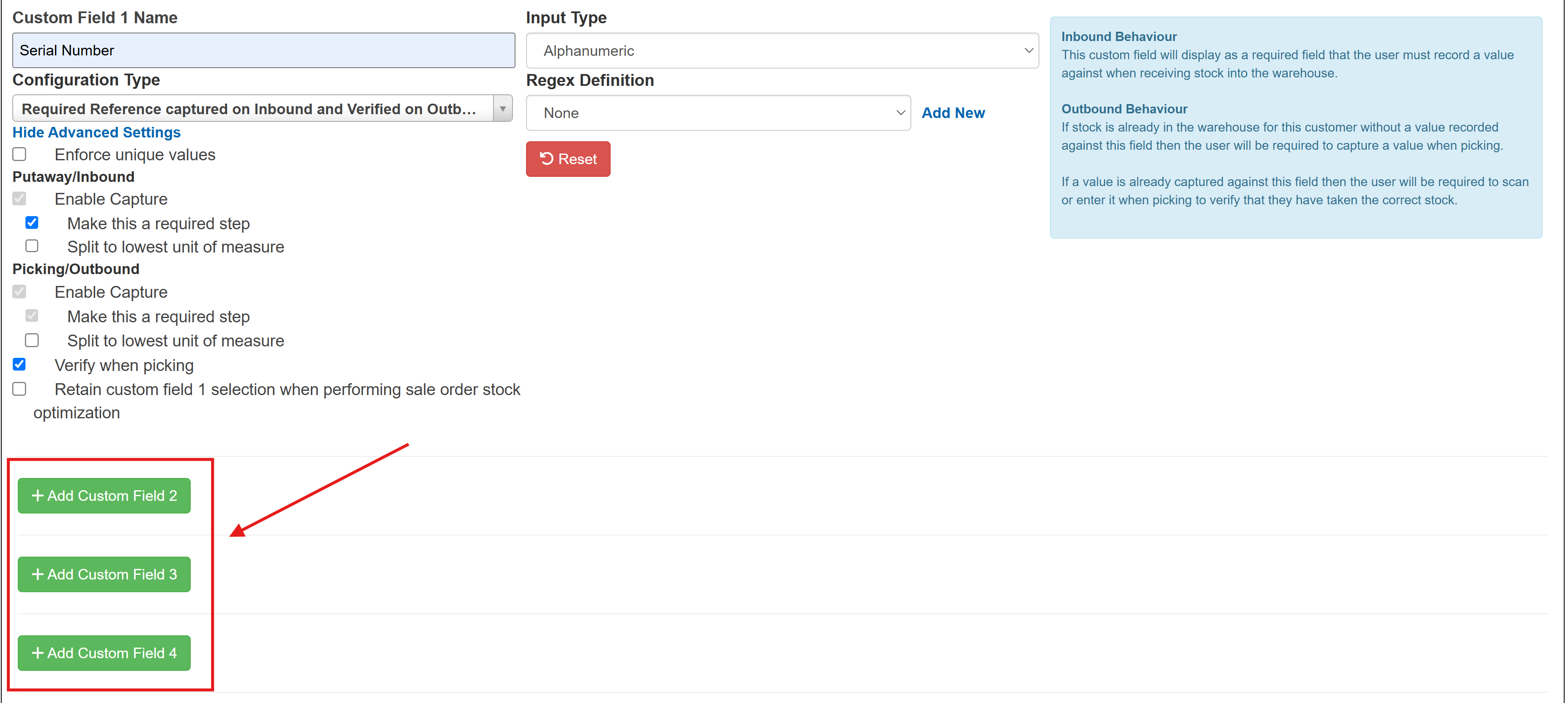 Setting up Custom Fields for Purchase Order Products