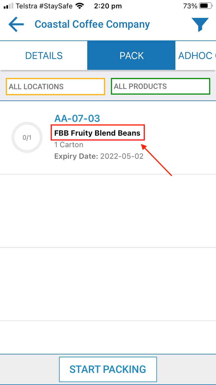 Add product code to mobile app view