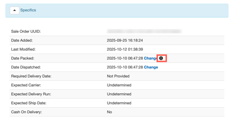 Changing a Sale Orders Packed Date or Dispatched Date