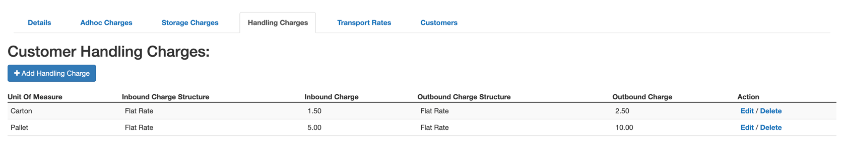 How to aggregate Handling Charges